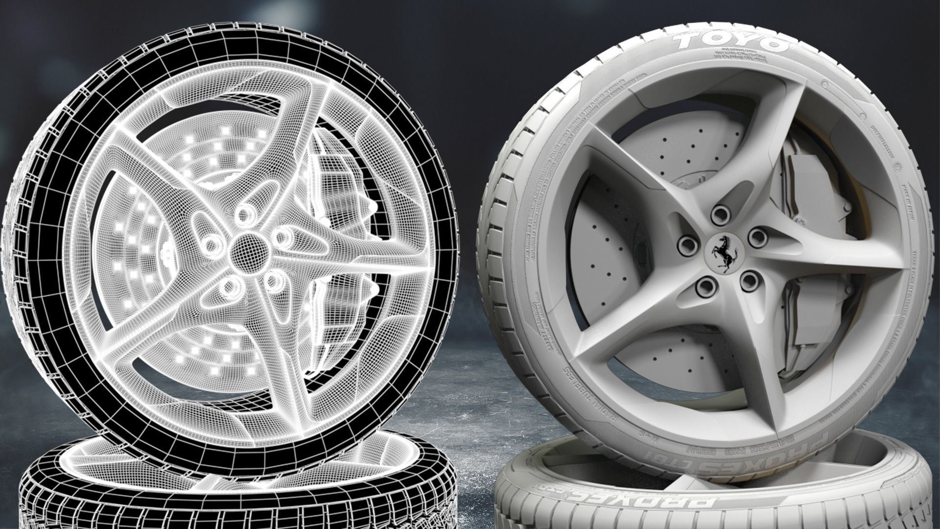 ferrari car tyre 3D model | CGTrader