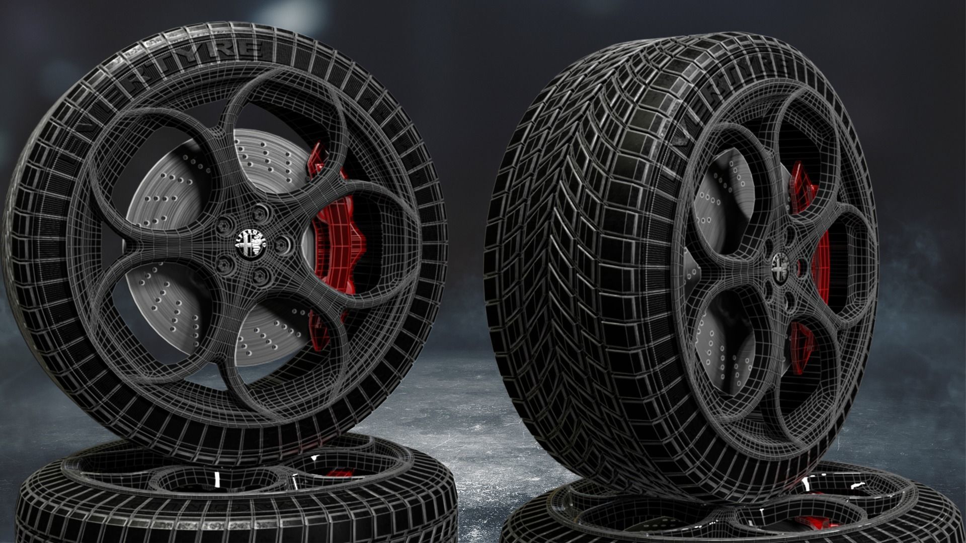 alfaromeo car tyre 3D model | CGTrader