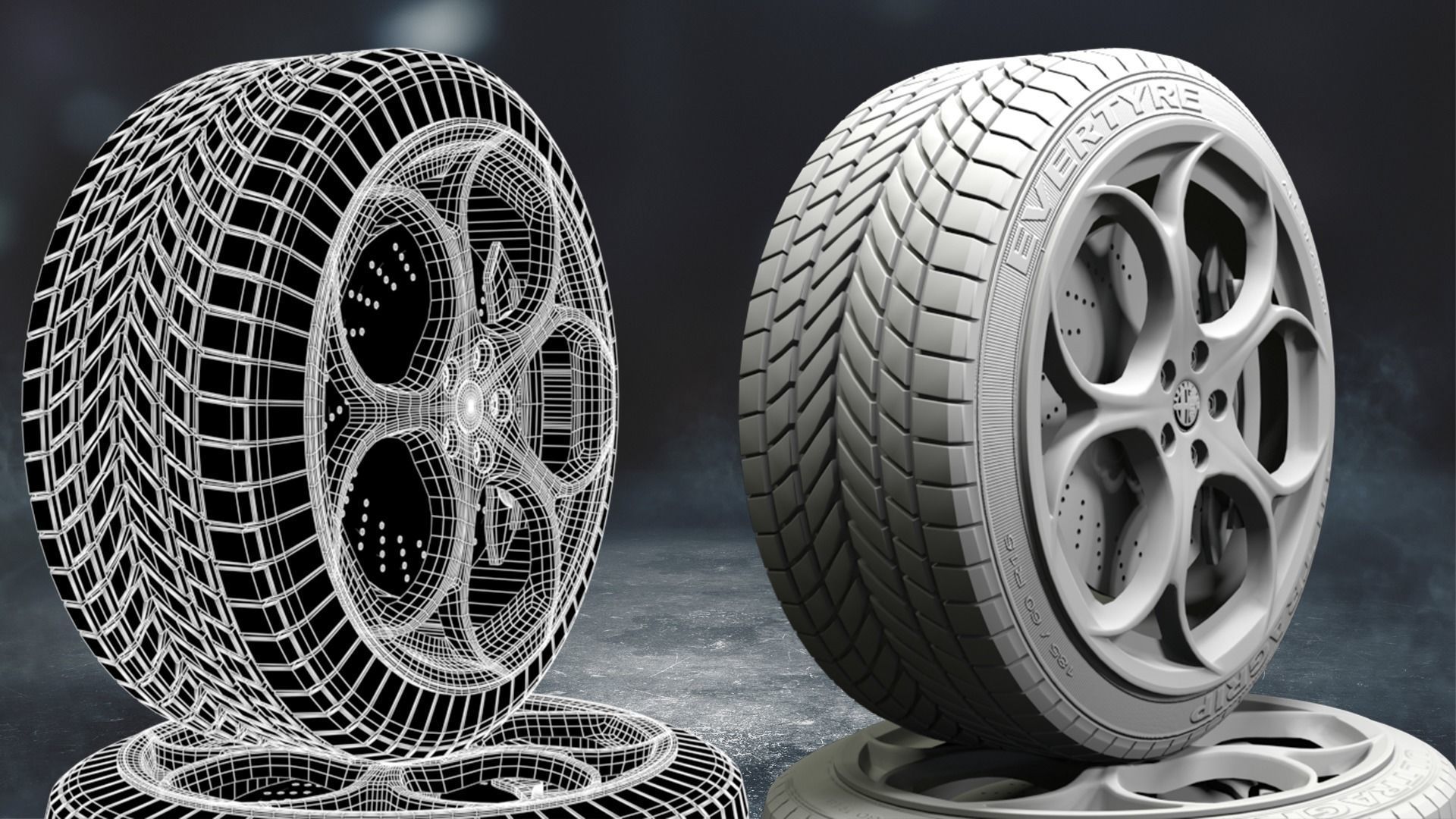 alfaromeo car tyre 3D model | CGTrader