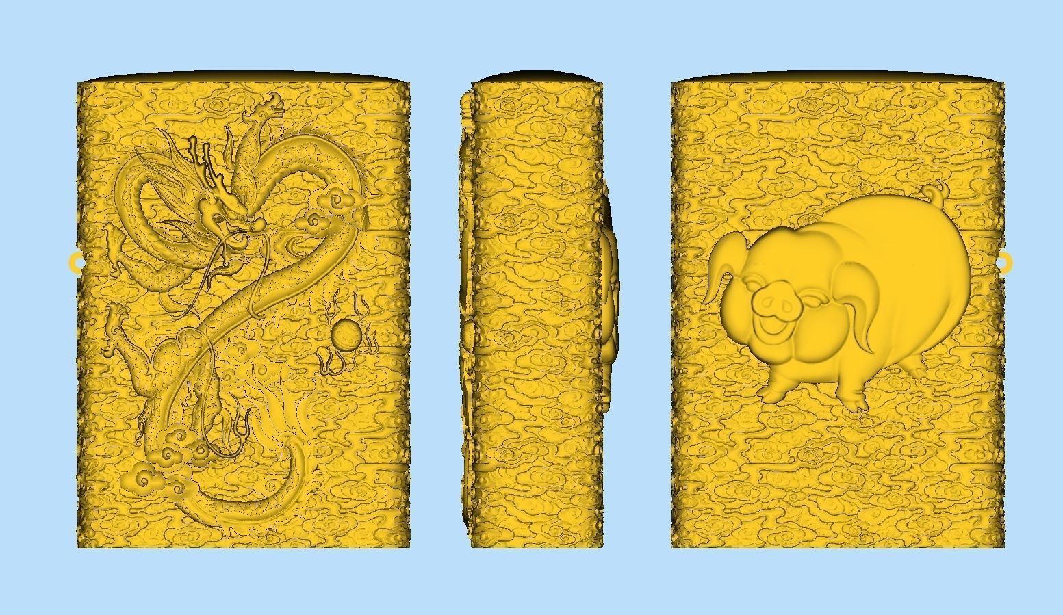 Dragon Cloud texture Zippo Silver Lighter Case 3D print model 3D model ...