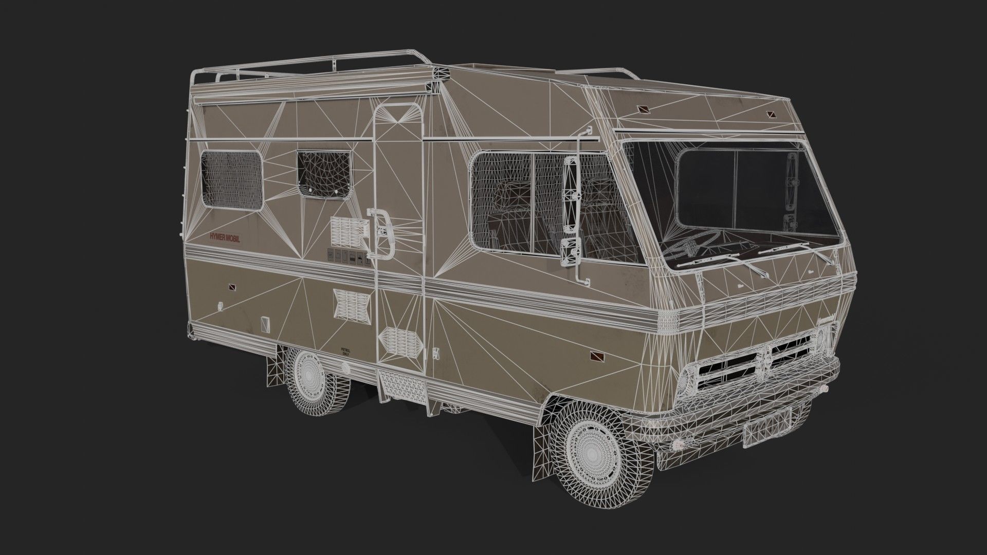 3D model Hymer-Mobil Bedford Blitz 1980 camper VR / AR / low-poly ...