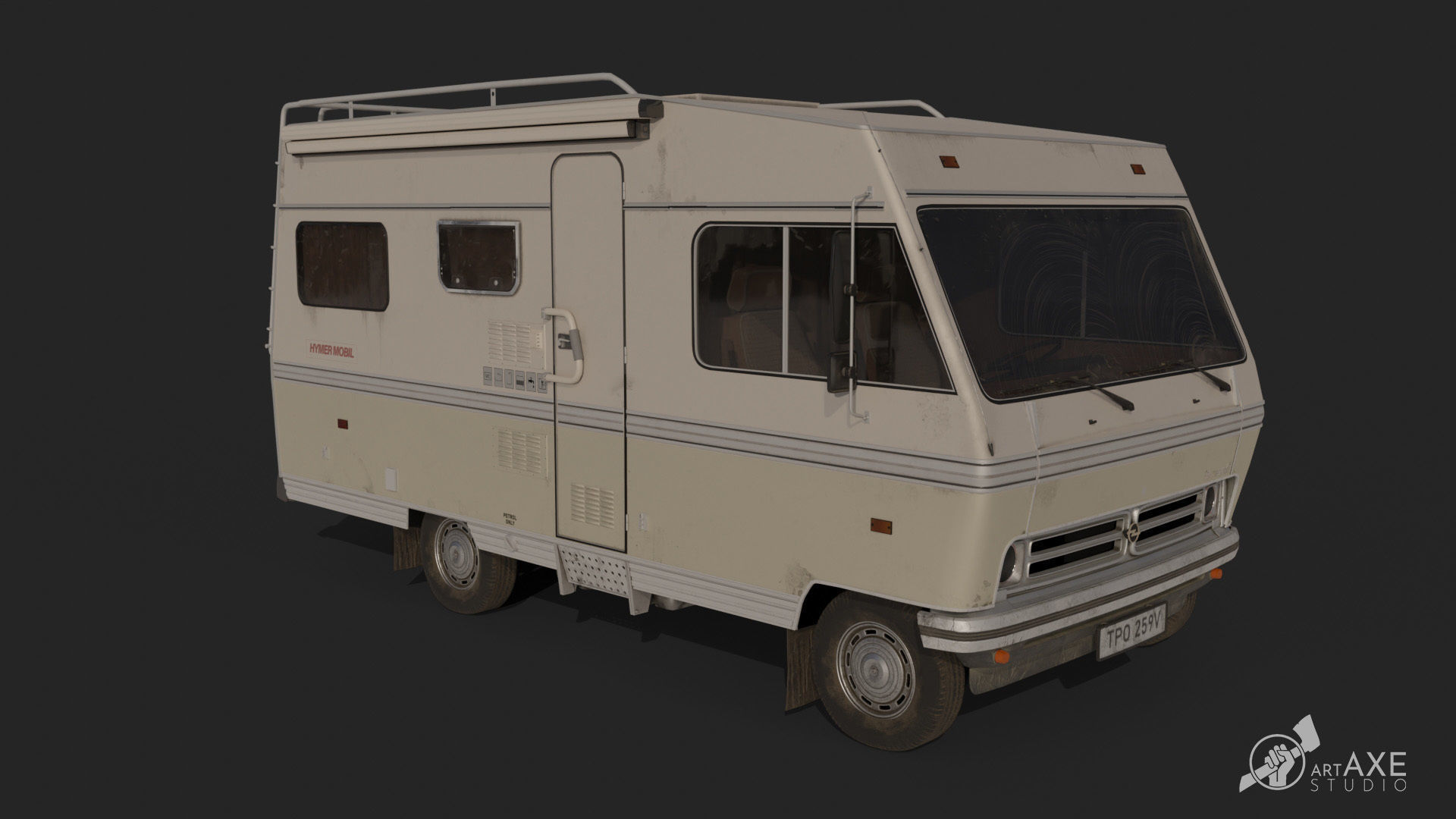 3D model Hymer-Mobil Bedford Blitz 1980 camper VR / AR / low-poly ...