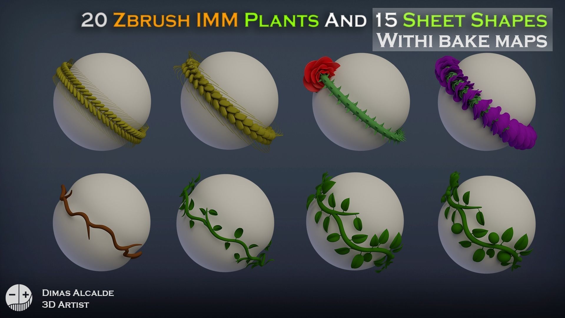 3D model 20 IMM PLANT Curve ZBrushes and 15 SHEETS geometry and Maps VR ...