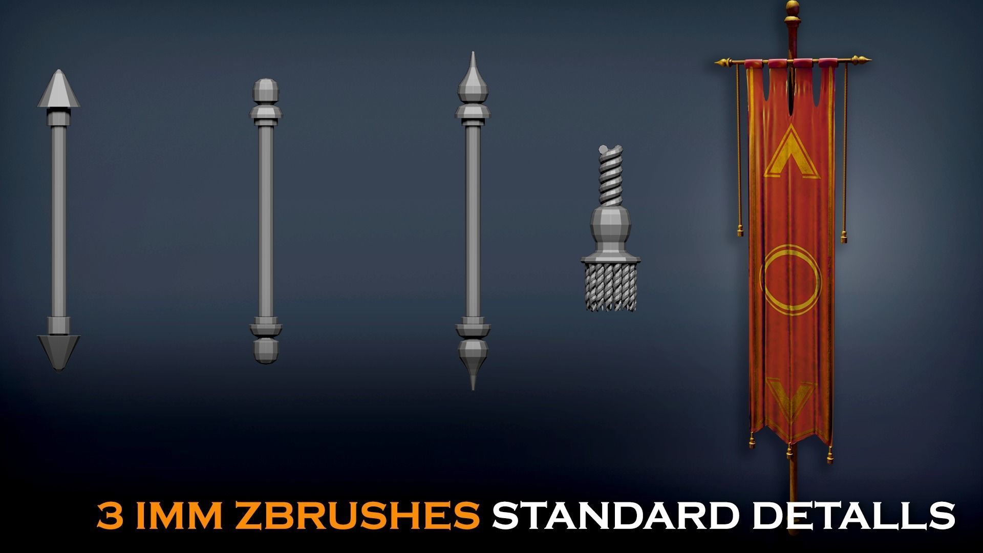 Flag 20 IMM Brushes for ZBrush and Blender 3D model | CGTrader
