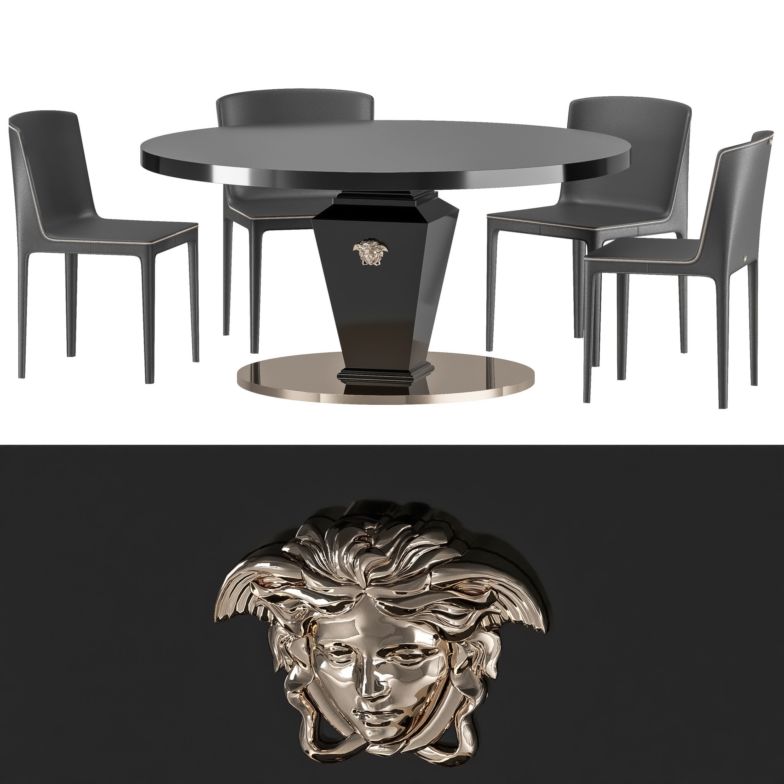 versace home medusa dining table and chair 3D model | CGTrader