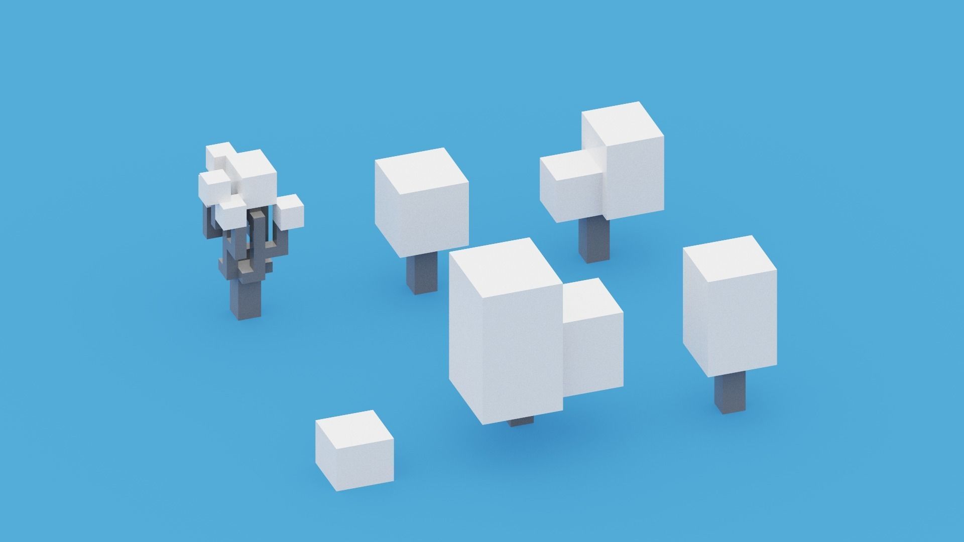 3D model White Tree Set VR / AR / low-poly | CGTrader