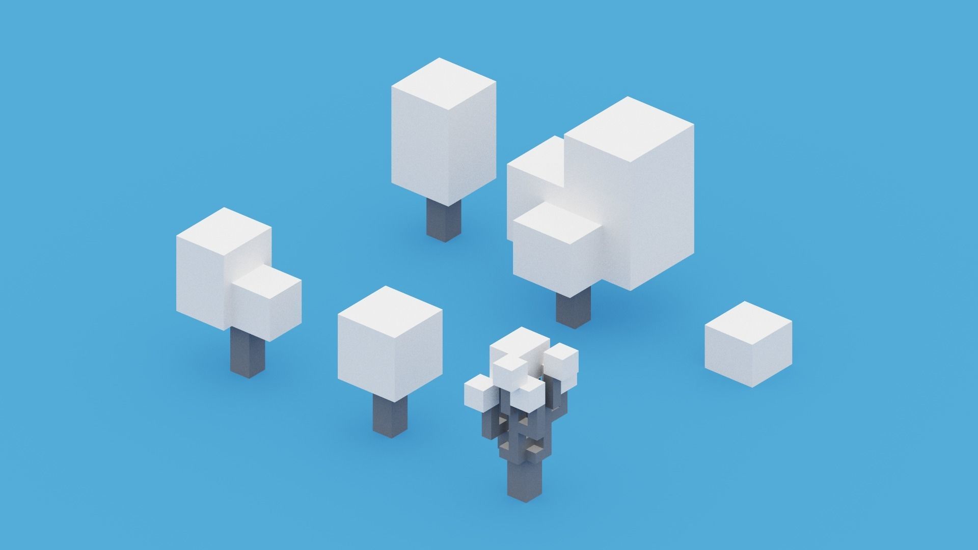 3D model White Tree Set VR / AR / low-poly | CGTrader