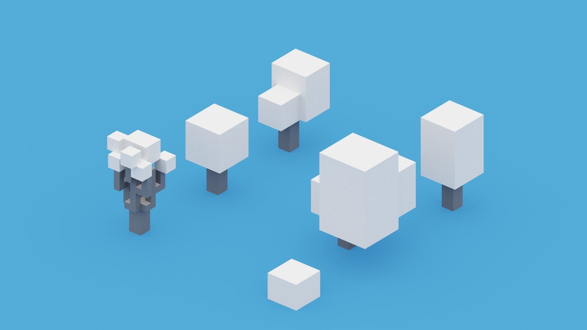 3D model White Tree Set VR / AR / low-poly | CGTrader