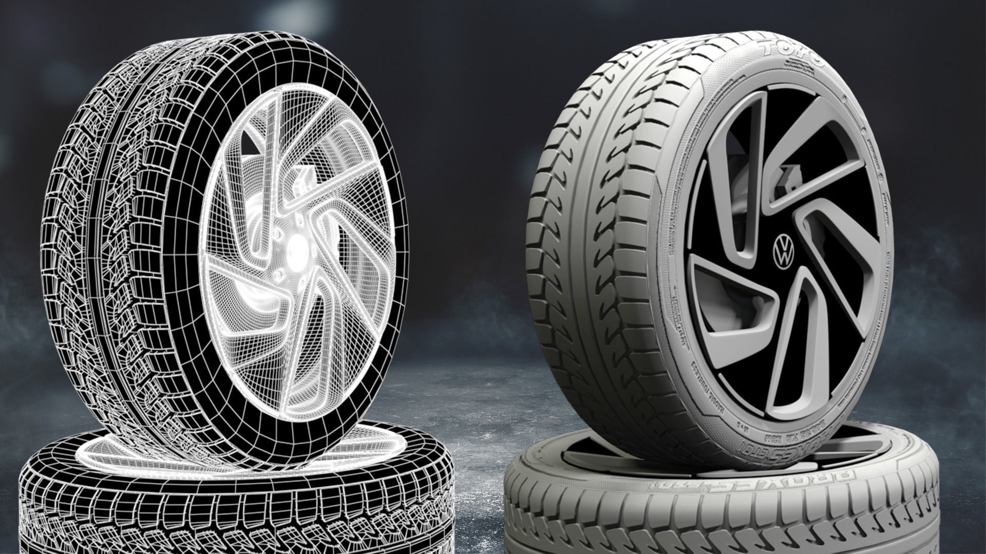 Volkswagen car tyre 3D model | CGTrader