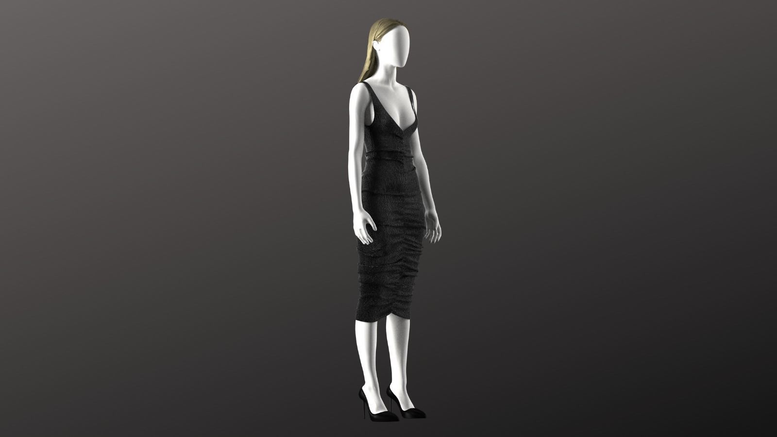 Woman Midi Black Dress Modeling in Clo3D - Mervelous Designer 3D model ...