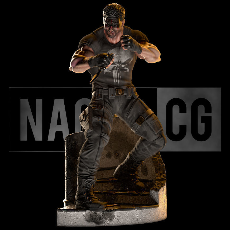 Fan Art Punisher combat pose - Statue 3D model 3D printable | CGTrader