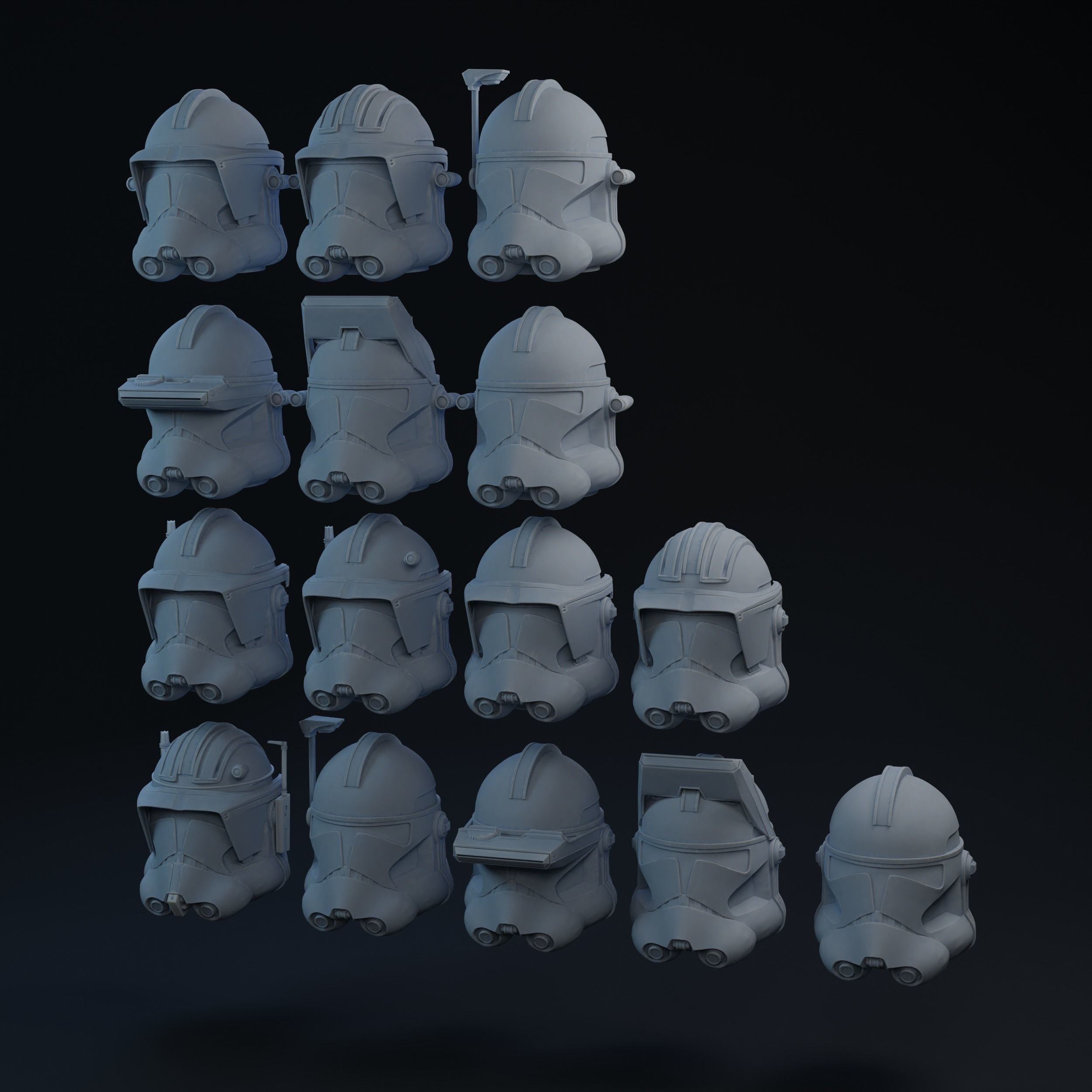 Phase 2 Clone Helmets and Vent Cut Options one-twelfth Scale 3D model ...