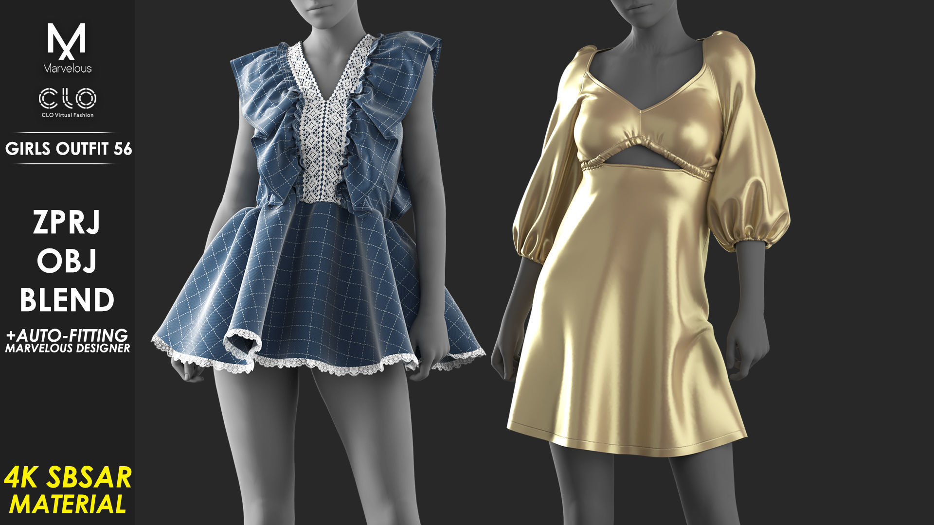 Girls Outfit 56 - Marvelous Designer 3D model | CGTrader