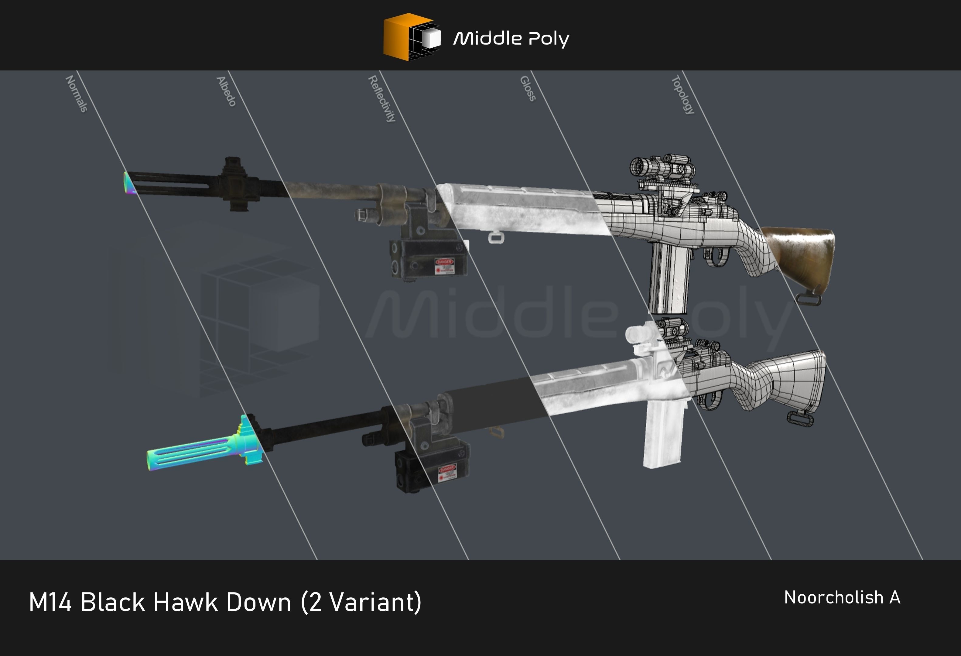3D model M14 Black Hawk Down VR / AR / low-poly | CGTrader