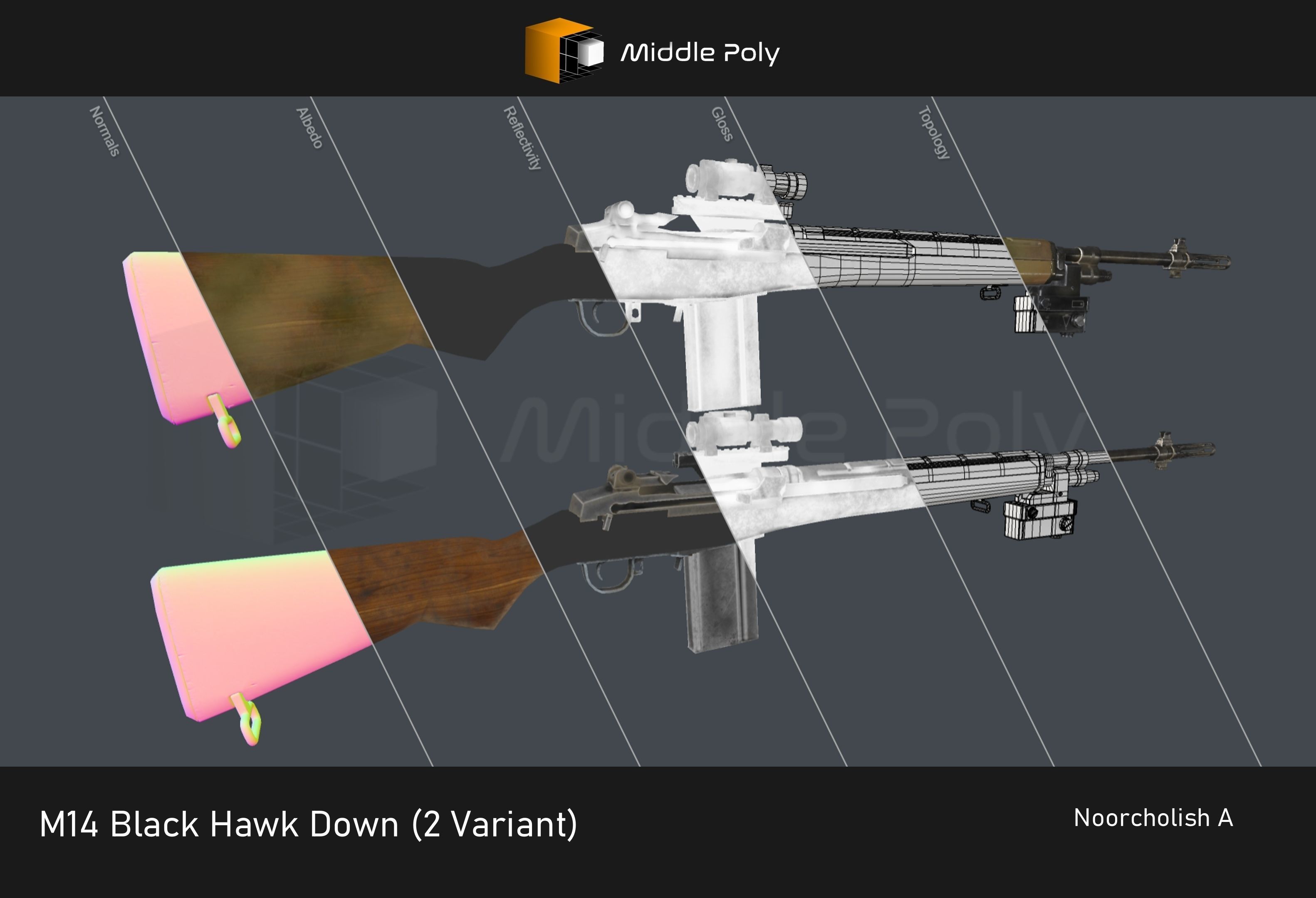 3D model M14 Black Hawk Down VR / AR / low-poly | CGTrader