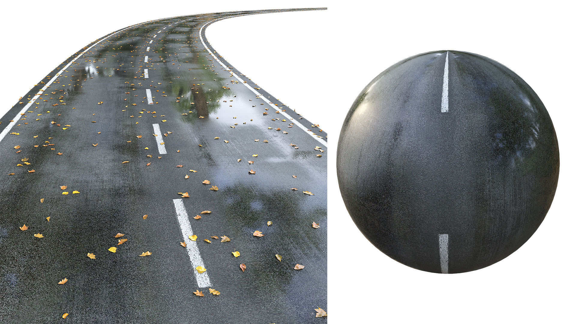 Wet road with markings 3D model | CGTrader