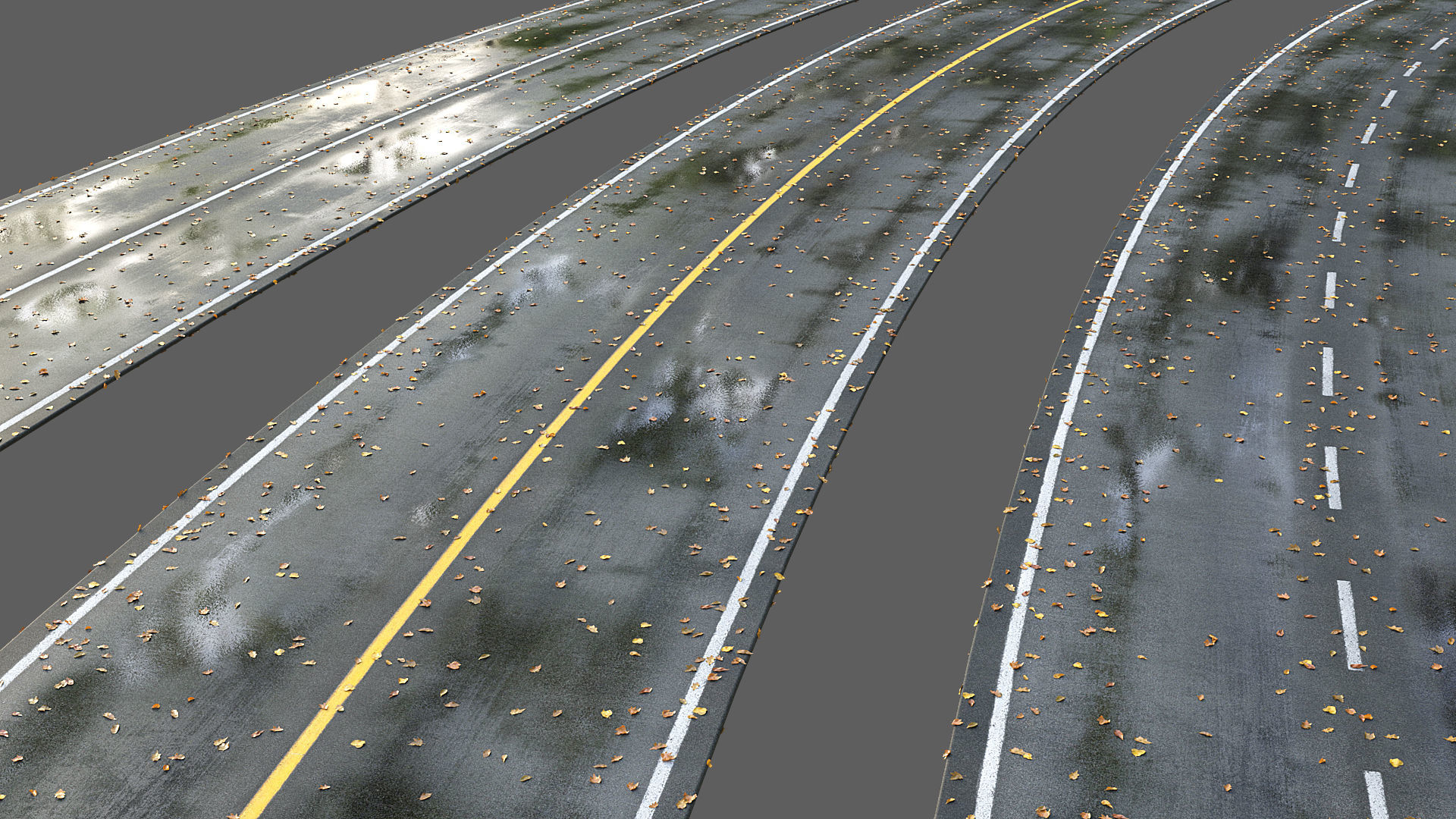 Wet road with markings 3D model | CGTrader