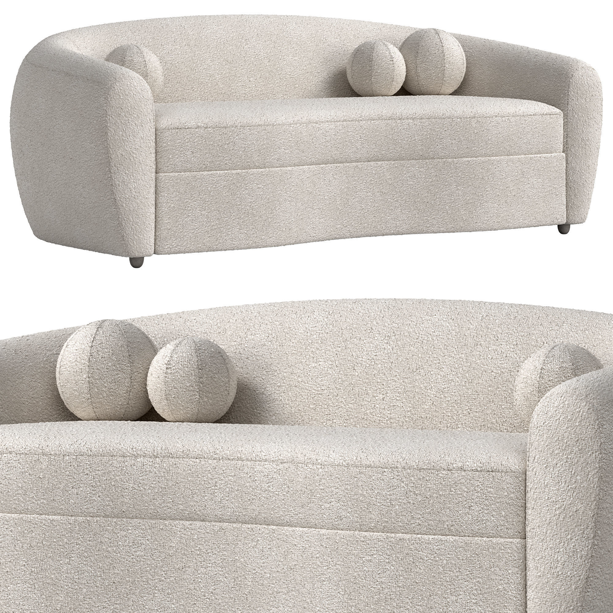 Velvet 3 Seaters Curved Sofa by Homany 3D model | CGTrader