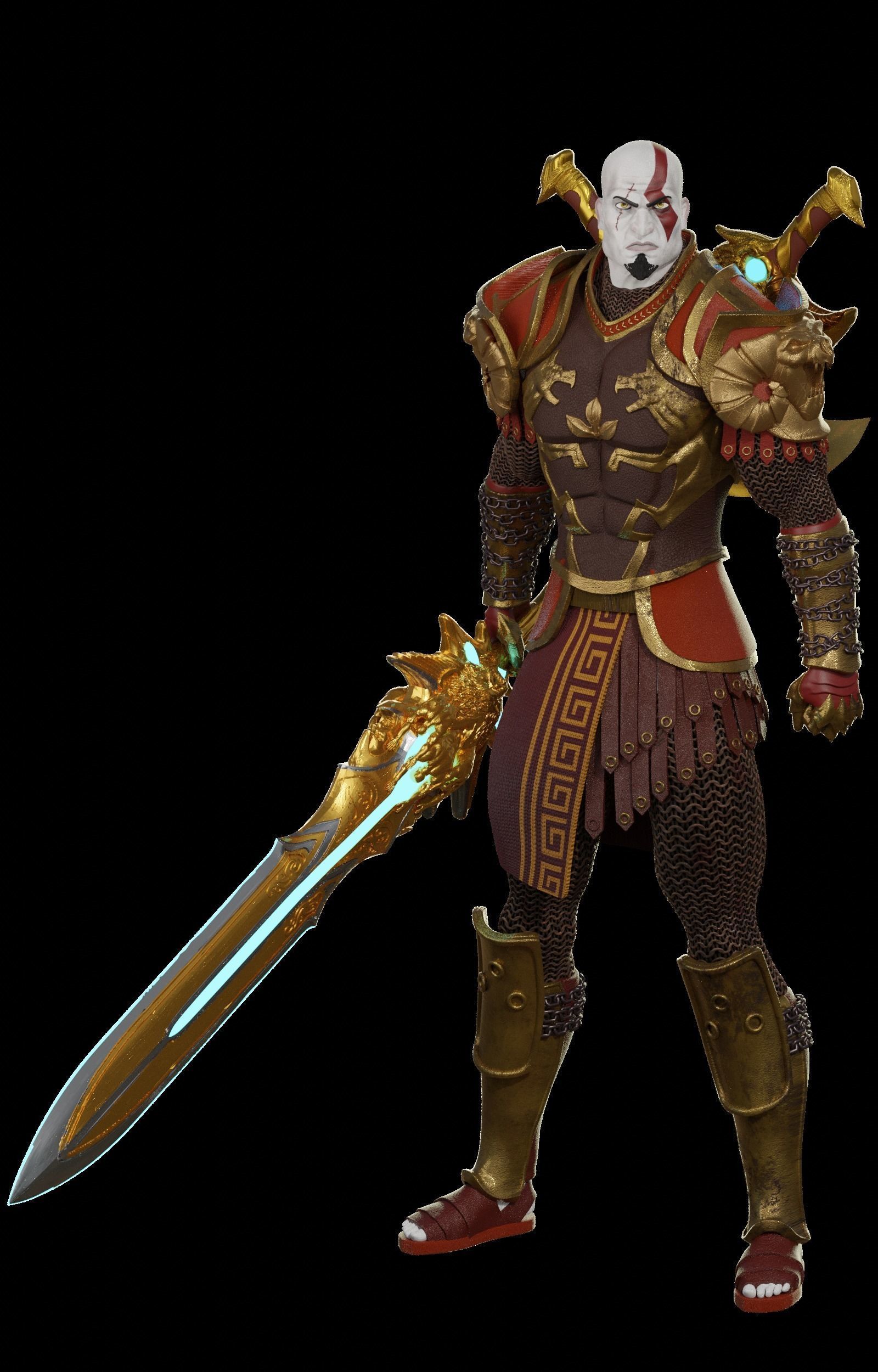 KRATOS - GOD OF WAR 2 - WITH ARMOR 3D model 3D printable | CGTrader