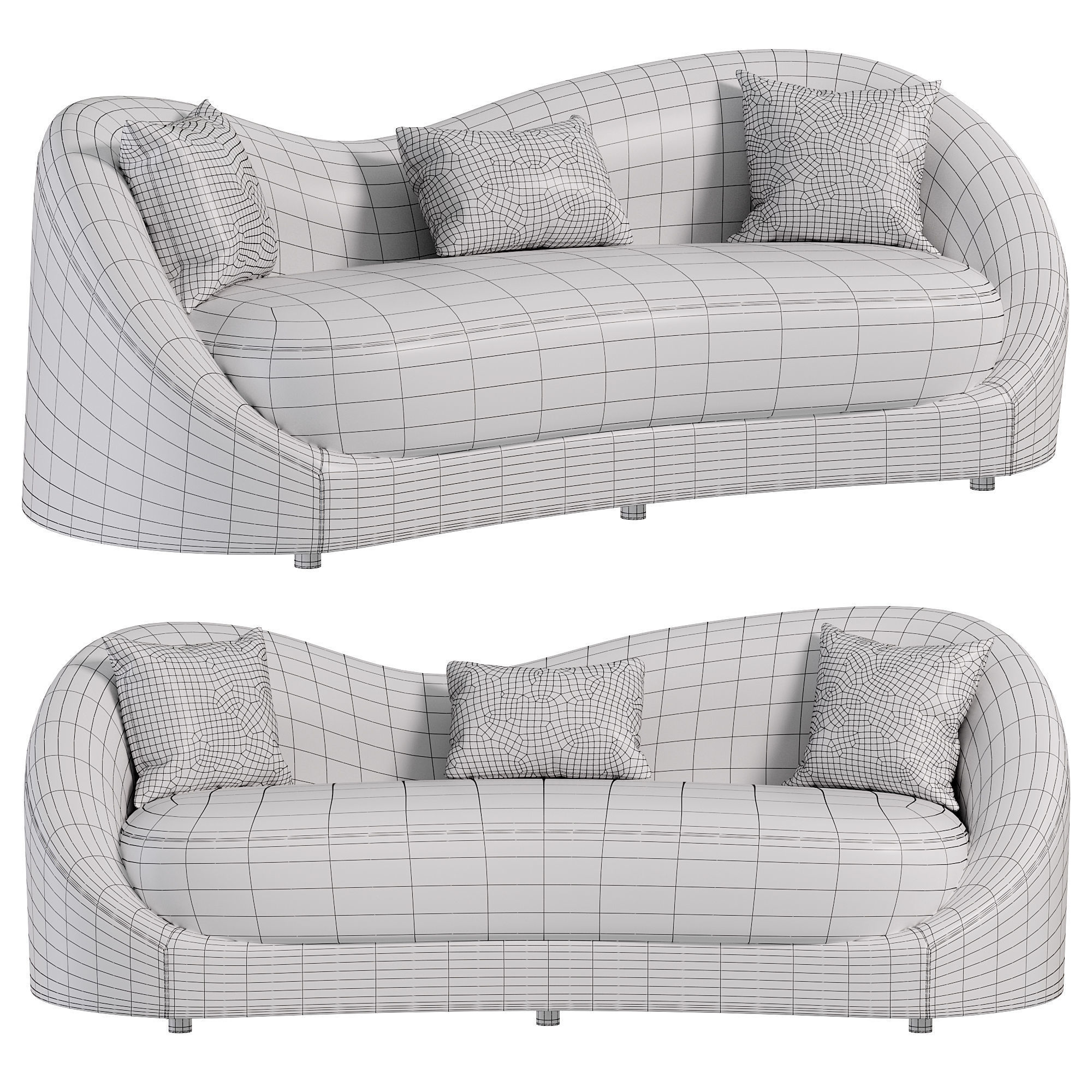 Luxury Green Velvet Upholstered Sofa by Homary 3D model | CGTrader