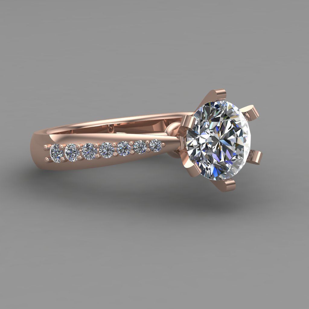 Rose Gold Women Diamond Ring 3D print model 3D model 3D printable ...
