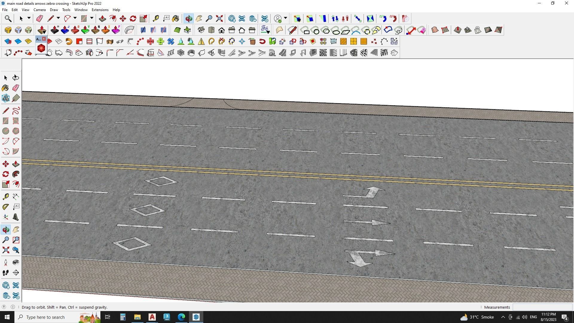 main road details arrows zebra crossing 3D model | CGTrader