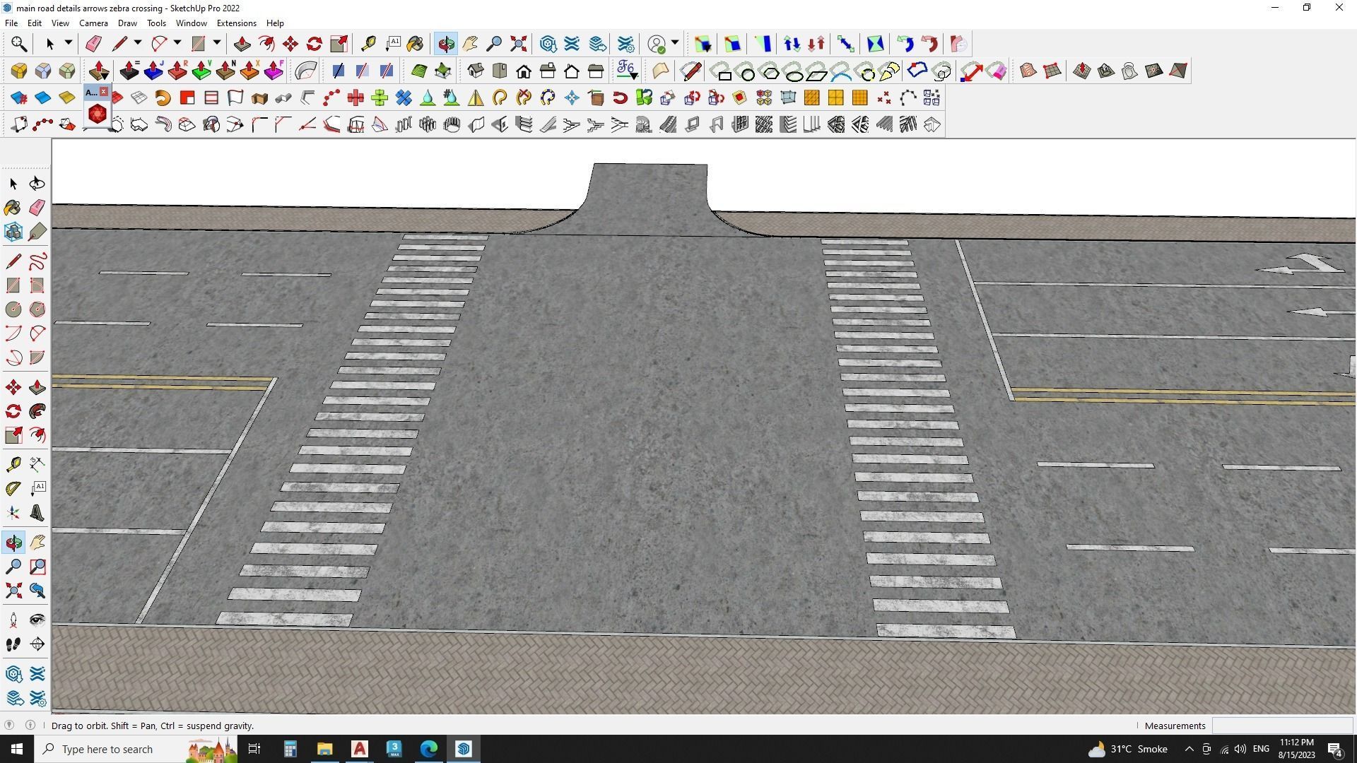main road details arrows zebra crossing 3D model | CGTrader