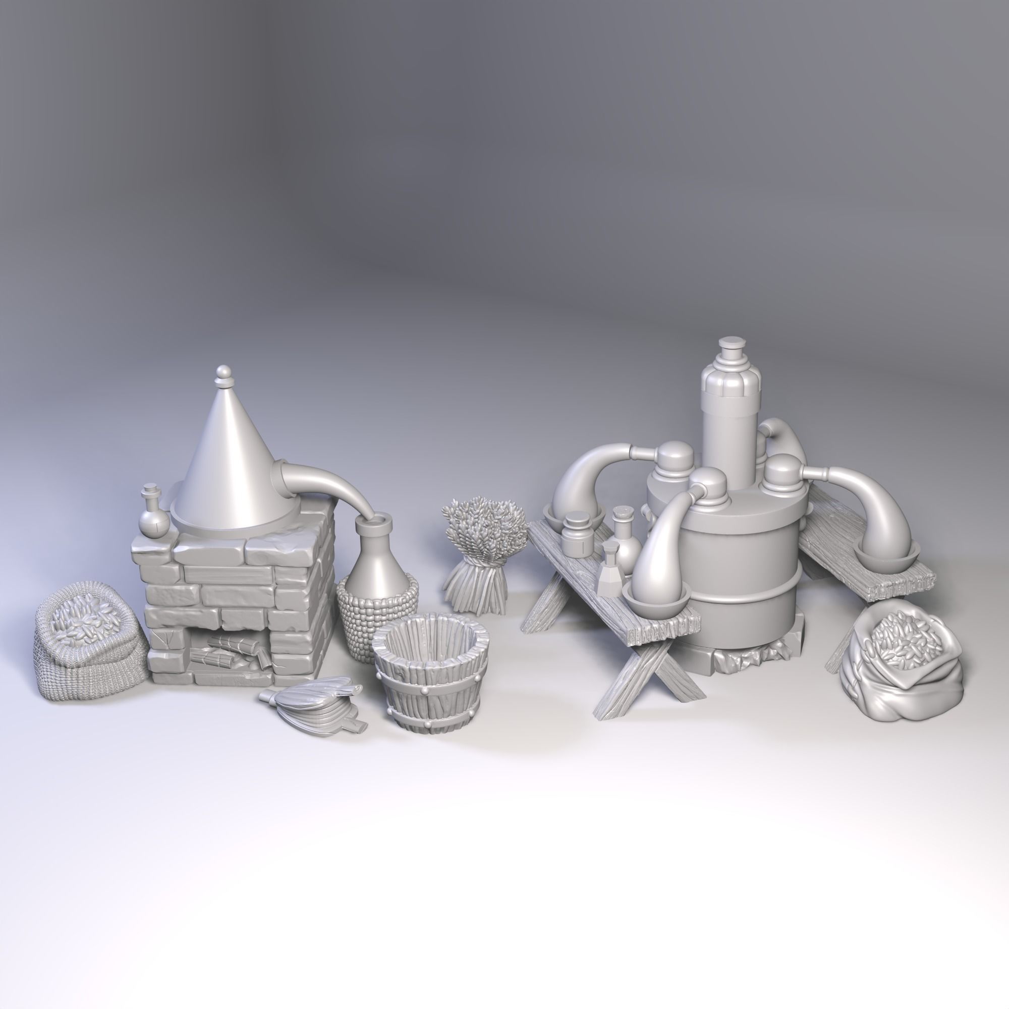 MEDIEVAL DISTILLERY ROOM 3D model 3D printable | CGTrader