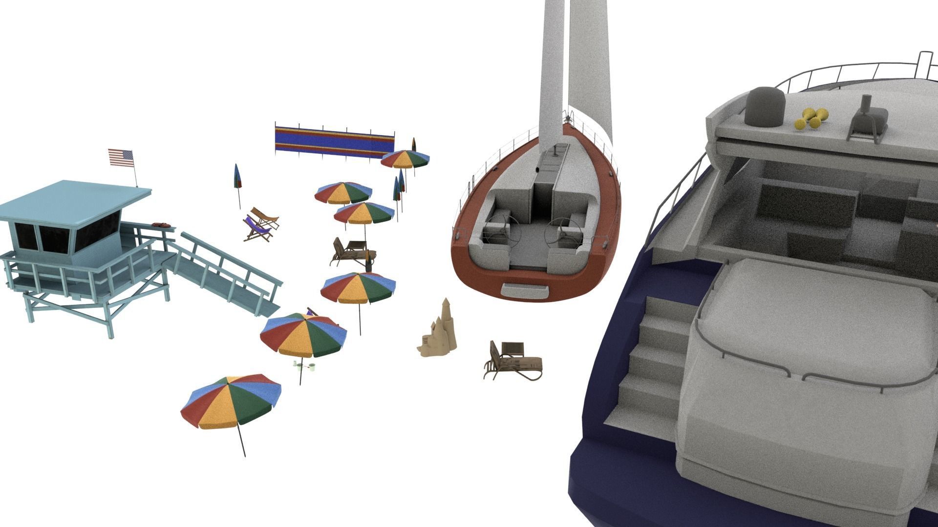 3D model Beach Props Collection VR / AR / low-poly | CGTrader