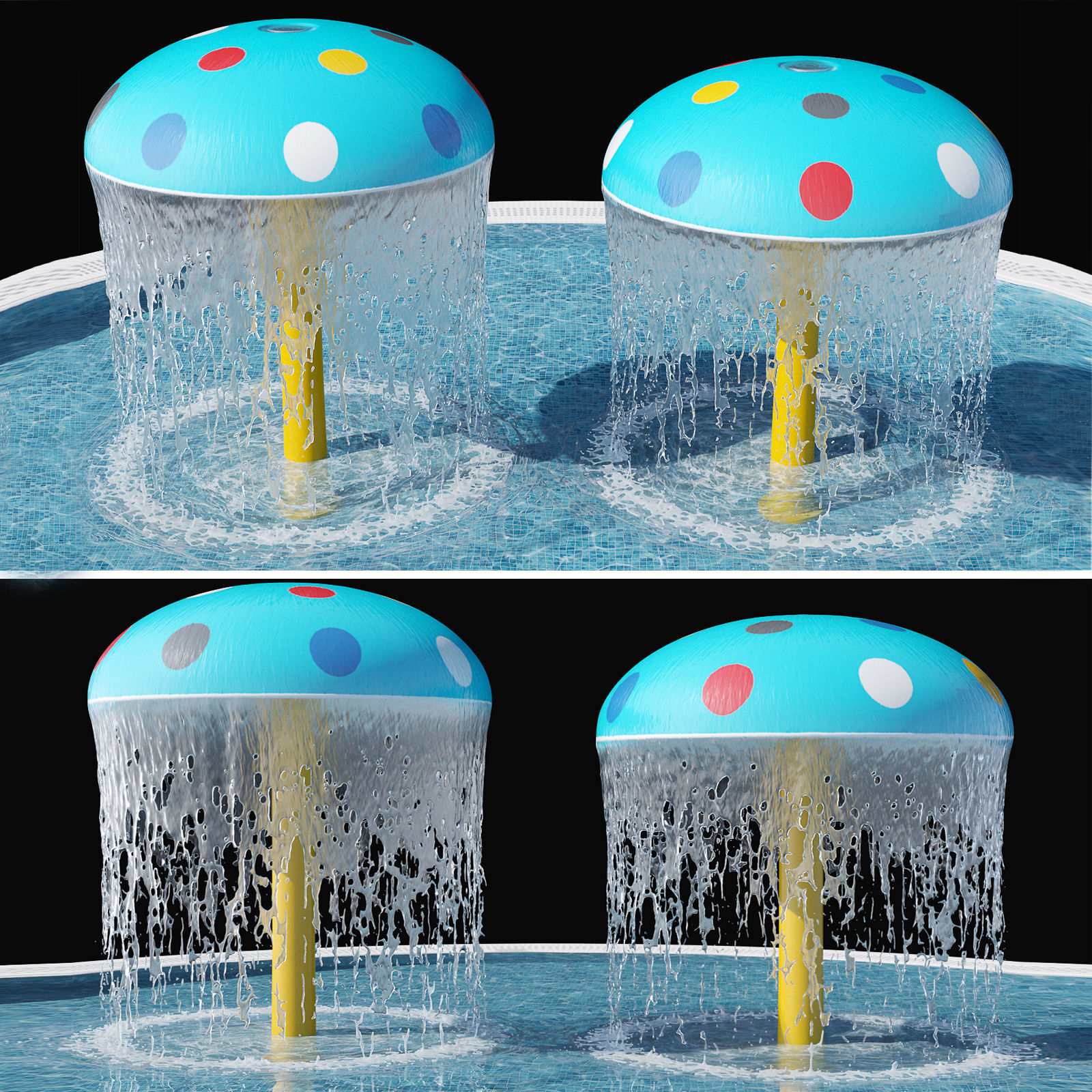 Water park mushroom fountain 3D model | CGTrader