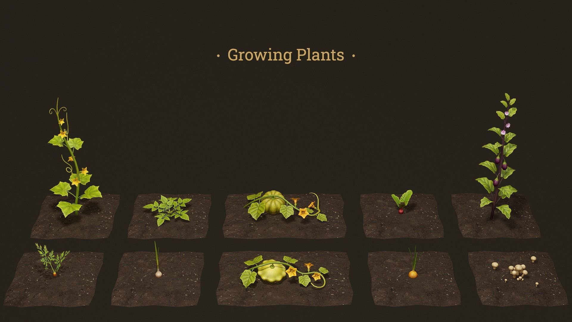 3D model Growing Farm Plants Pack VR / AR / low-poly | CGTrader