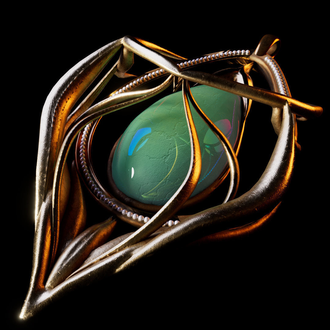 Medallion with large green stone - Ready for print and game 3D model 3D ...
