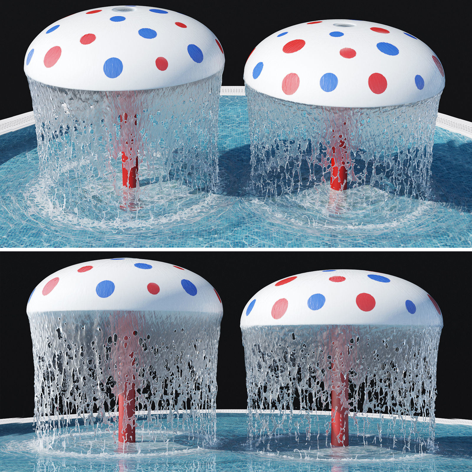 Water park mushroom fountains 3D model | CGTrader