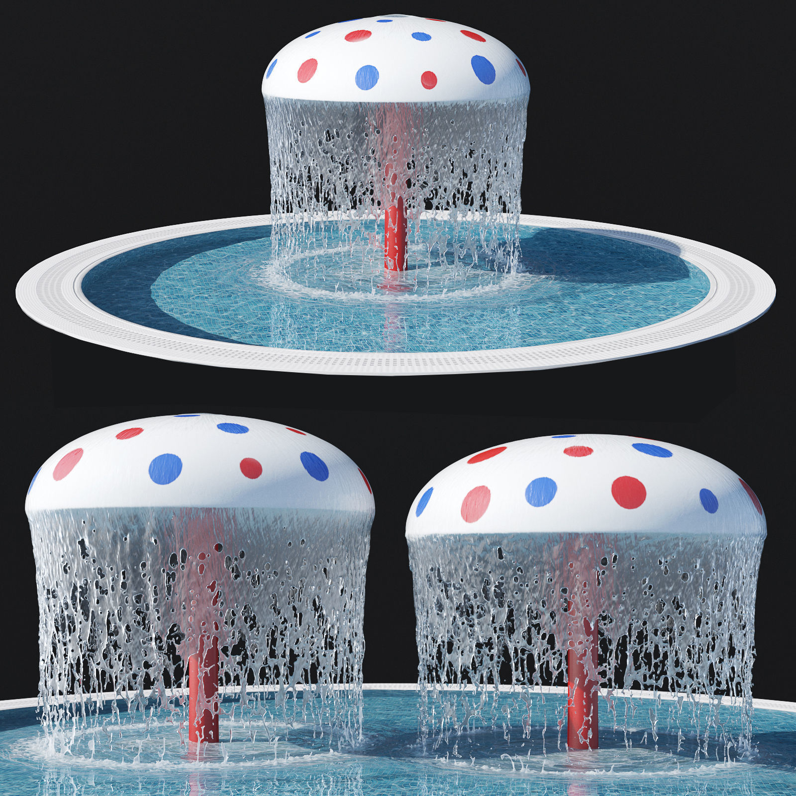 Water park mushroom fountains 3D model | CGTrader