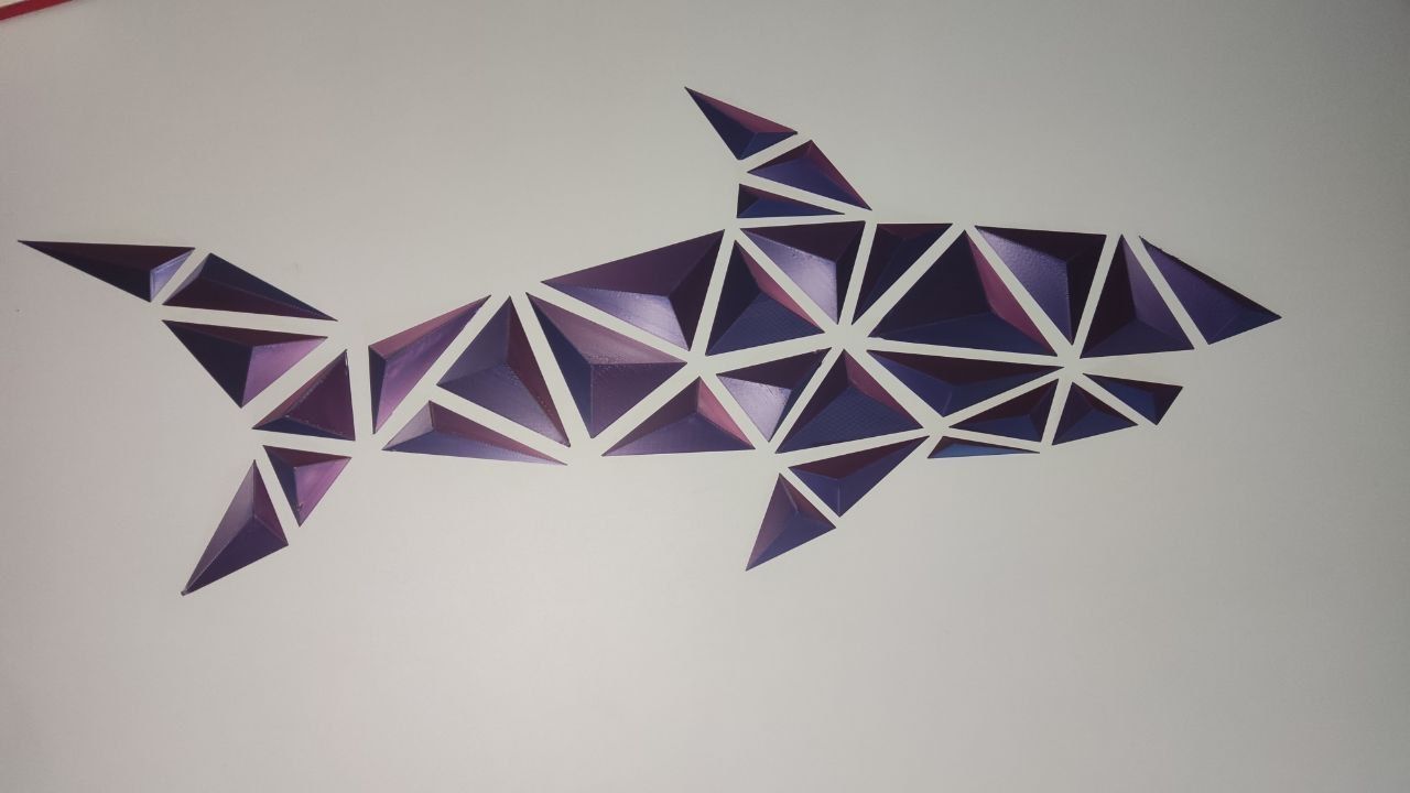 Shark Geometric Panel - Animal Minimalist Decoration 3D model 3D ...