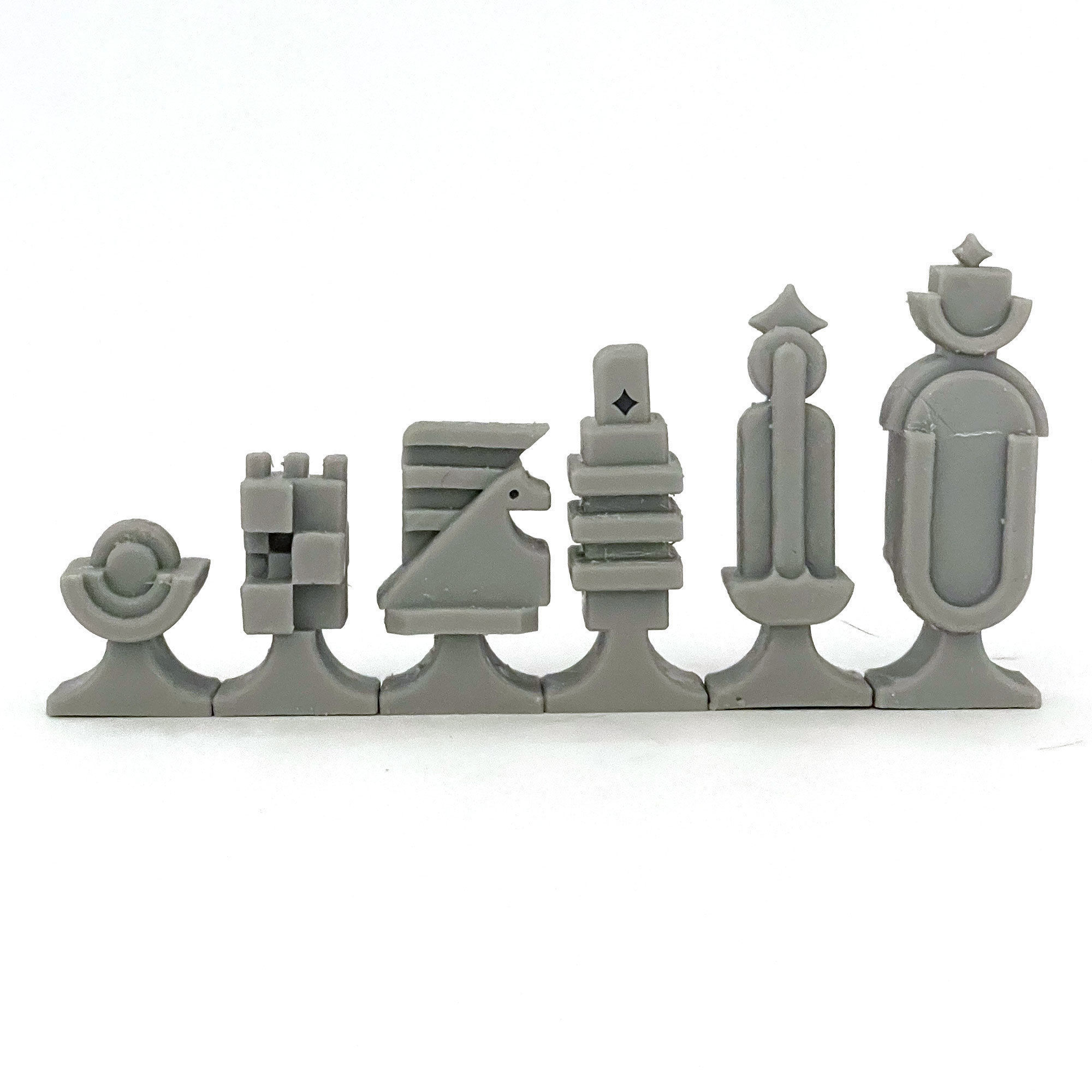 Brutalist Art-Deco Chess Set Royalty-Free 3D Print STL File 3D model 3D ...
