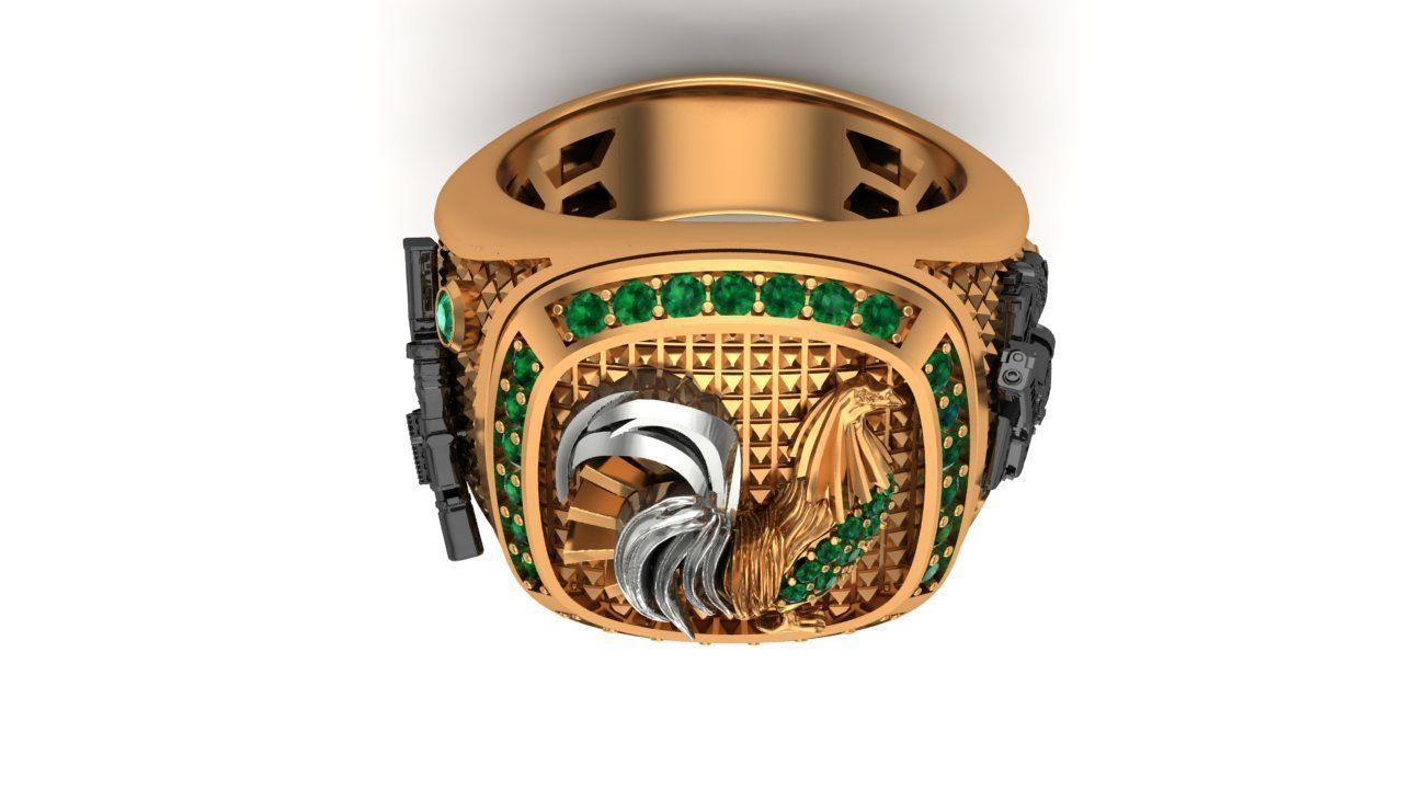 rooster ring-Anillo Gallo 3D model 3D printable | CGTrader