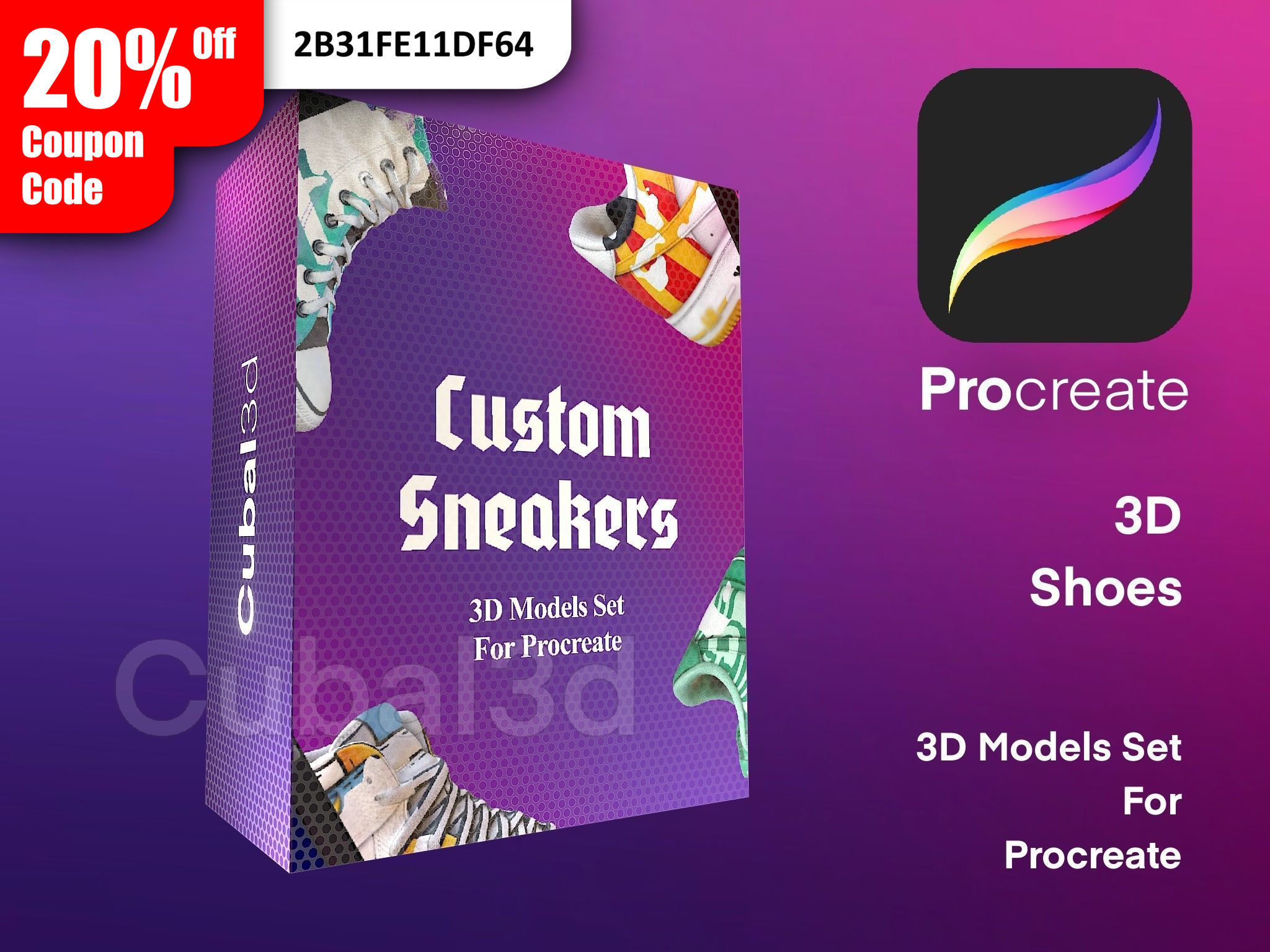 Custom Sneakers 3D Model Set for Procreate 3D model | CGTrader