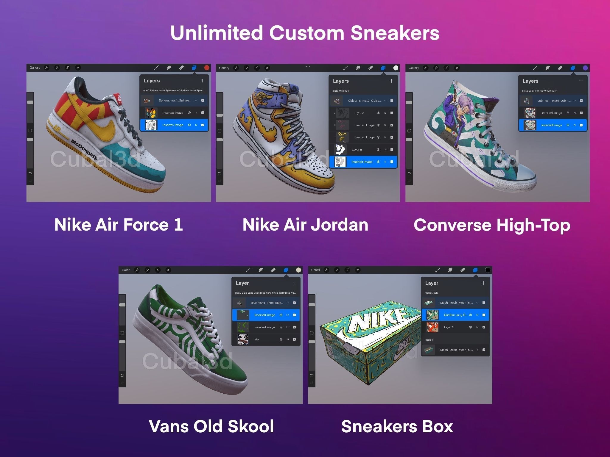 Custom Sneakers 3D Model Set for Procreate 3D model | CGTrader