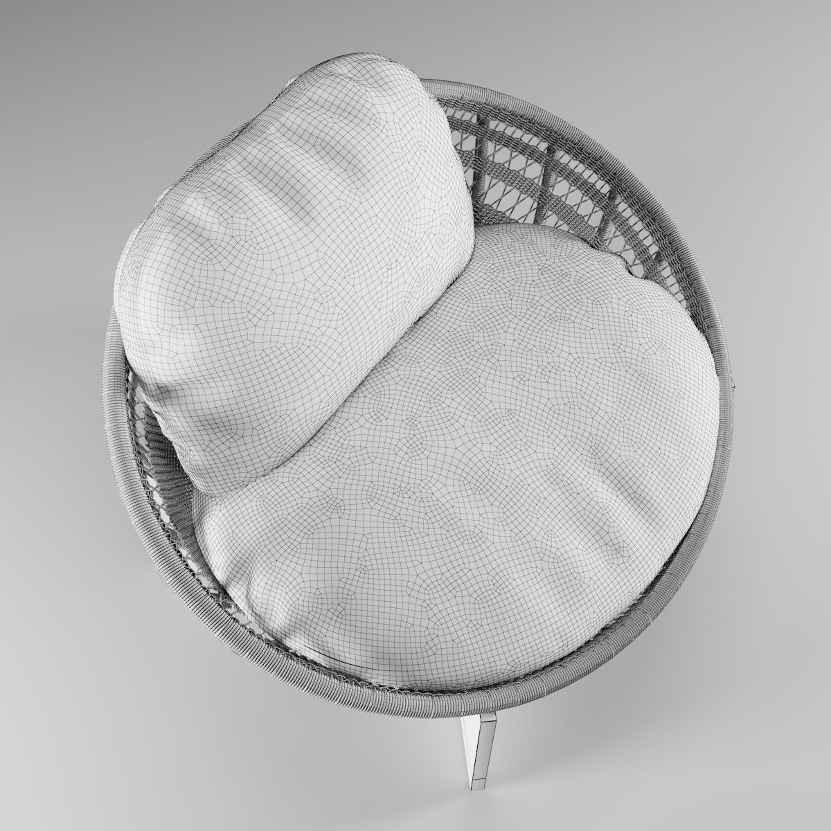 CrateBarrel Masha rattan and teak outdoor lounge chair 3D model | CGTrader