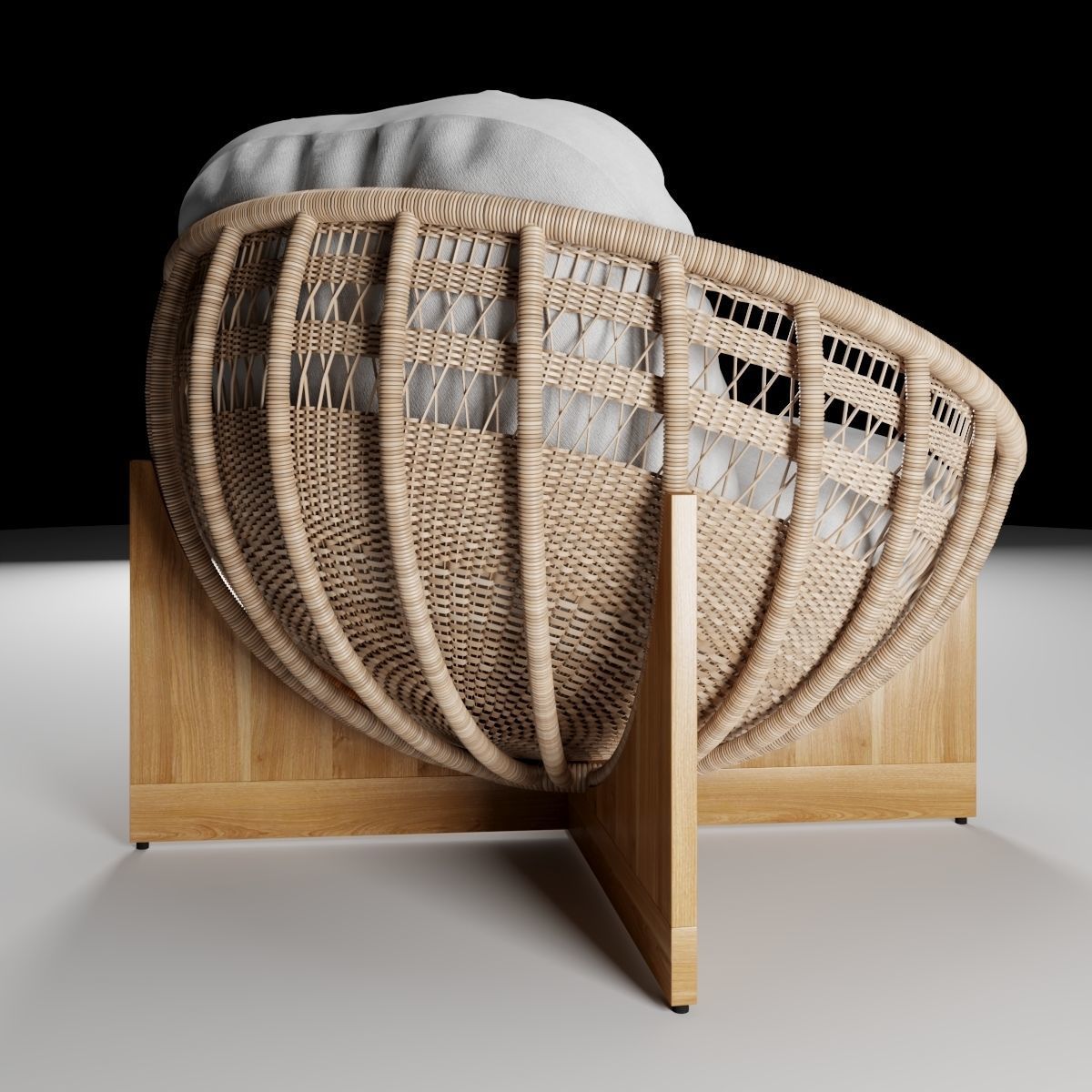 CrateBarrel Masha rattan and teak outdoor lounge chair 3D model | CGTrader