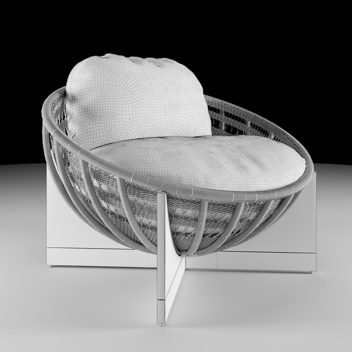 CrateBarrel Masha rattan and teak outdoor lounge chair 3D model | CGTrader