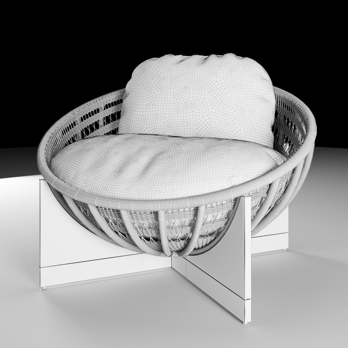 CrateBarrel Masha rattan and teak outdoor lounge chair 3D model | CGTrader