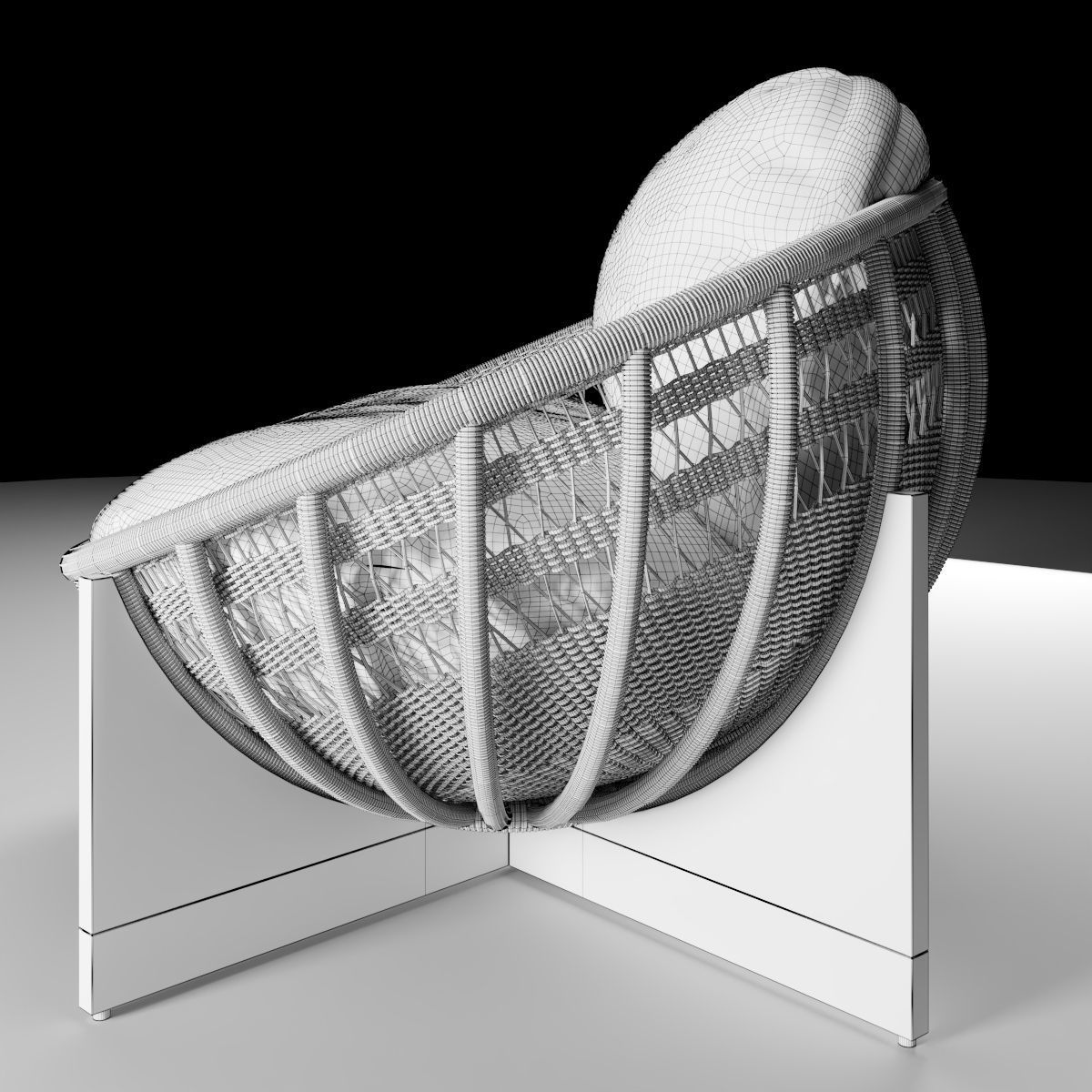 CrateBarrel Masha rattan and teak outdoor lounge chair 3D model | CGTrader