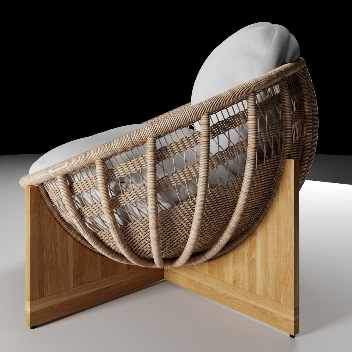 CrateBarrel Masha rattan and teak outdoor lounge chair 3D model | CGTrader