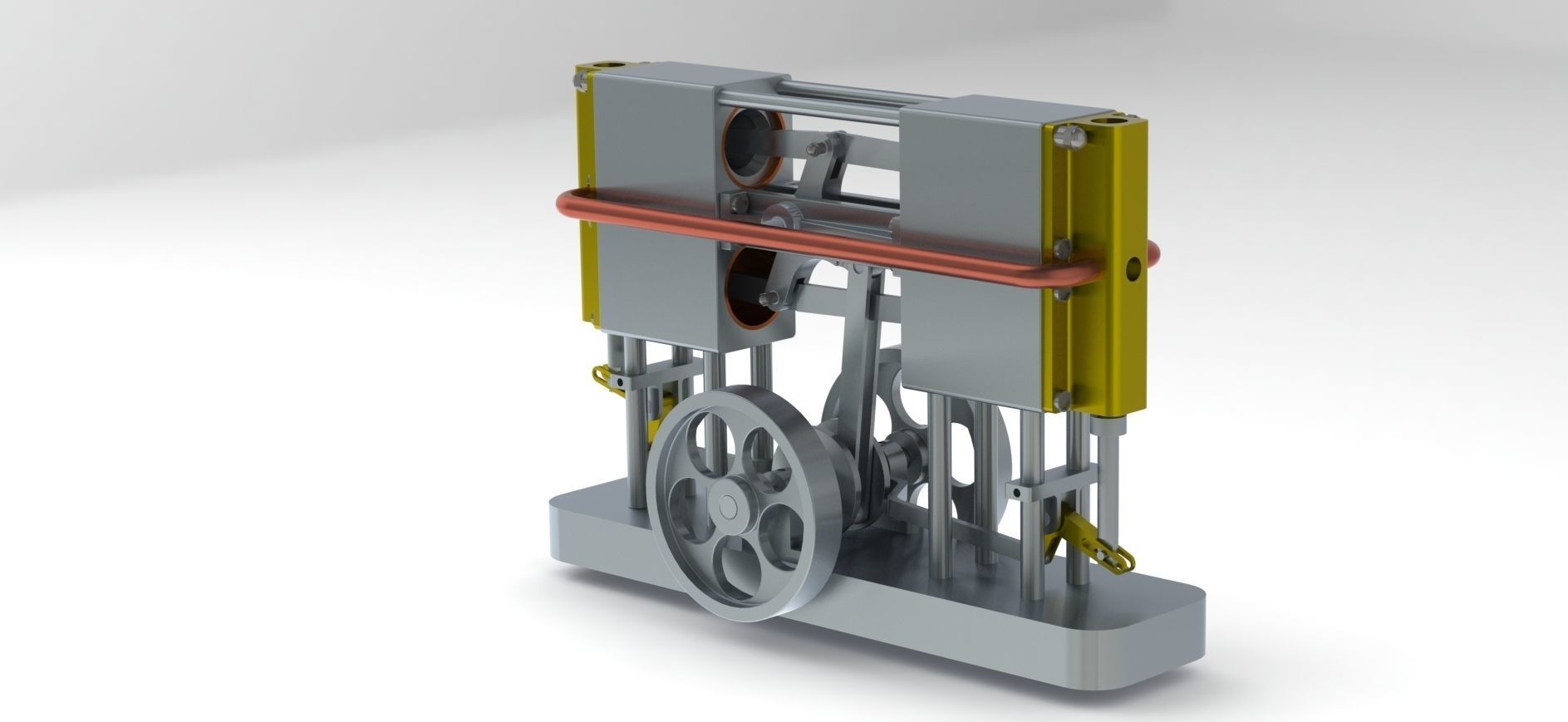 4 cylinder steam engine with rocking crosshead 3D model | CGTrader