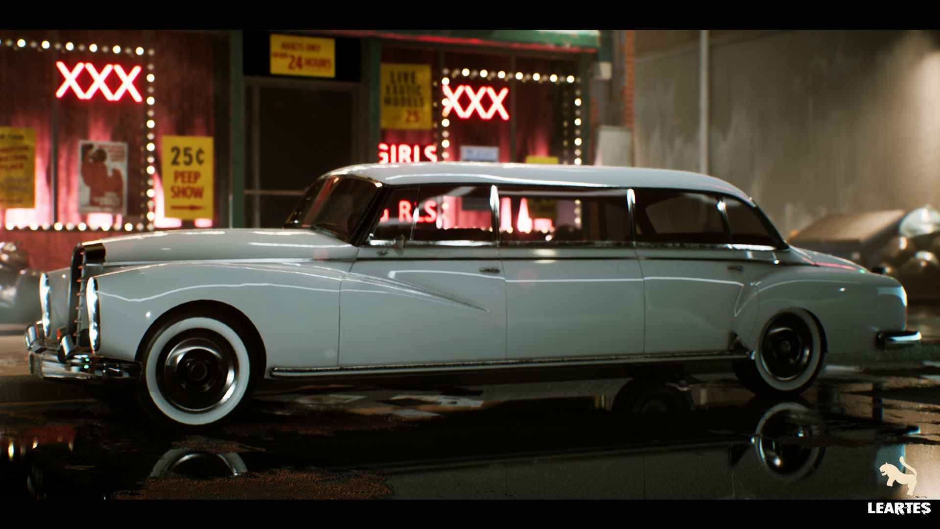 3D model Classic Limousine Car Driveable Functional VR / AR / low-poly ...