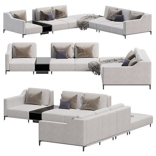 Milda Open Corner Sofa with Table By Lazzoni Furniture 3D model | CGTrader