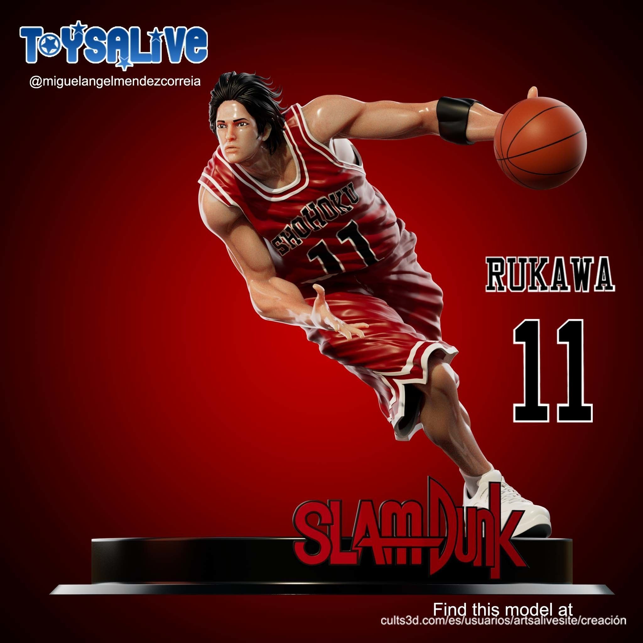 RUKAWA SLAM DUNK PLAYER STL 3D model 3D printable | CGTrader