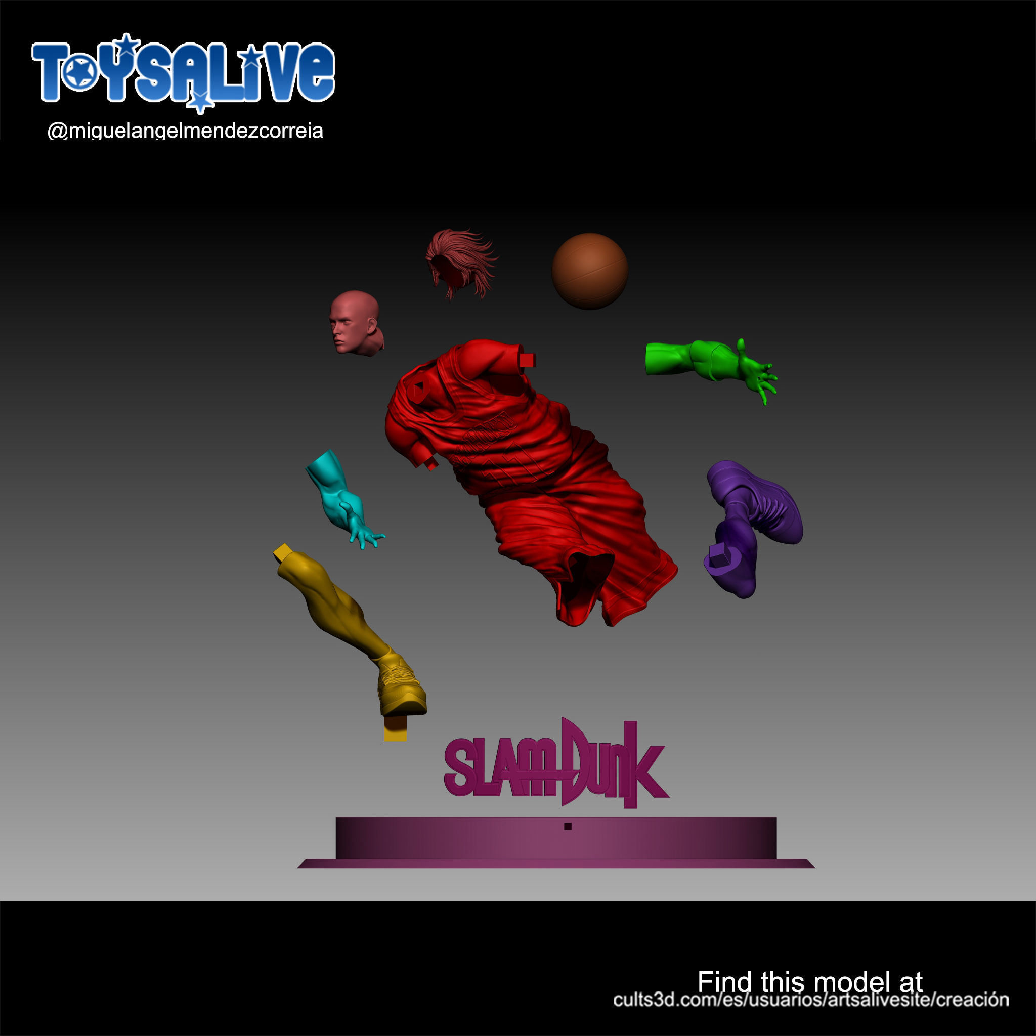 RUKAWA SLAM DUNK PLAYER STL 3D model 3D printable | CGTrader